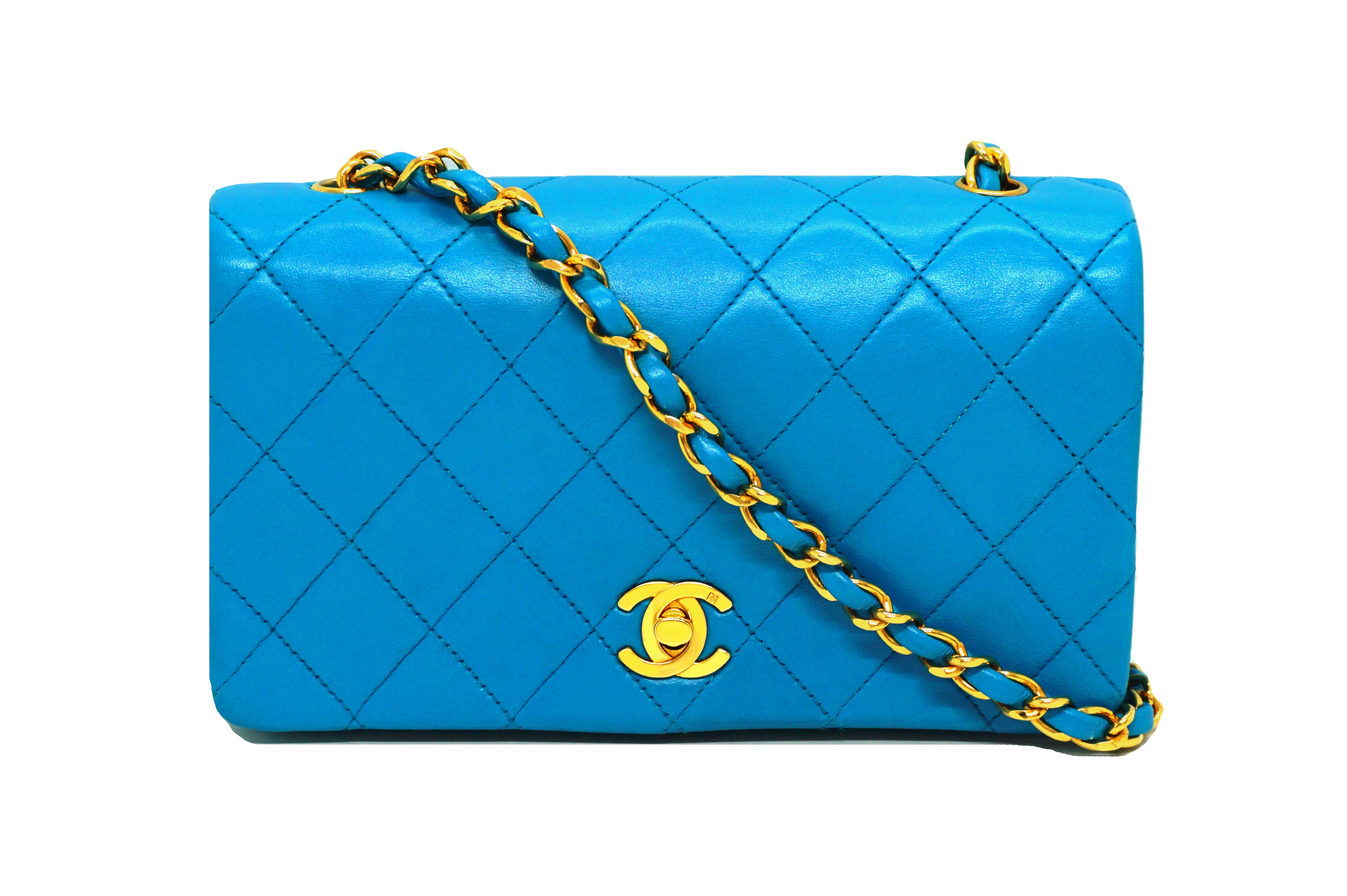 Chanel Vintage Rare Teal Lambskin Mini Flap – Classic Coco Authentic ...